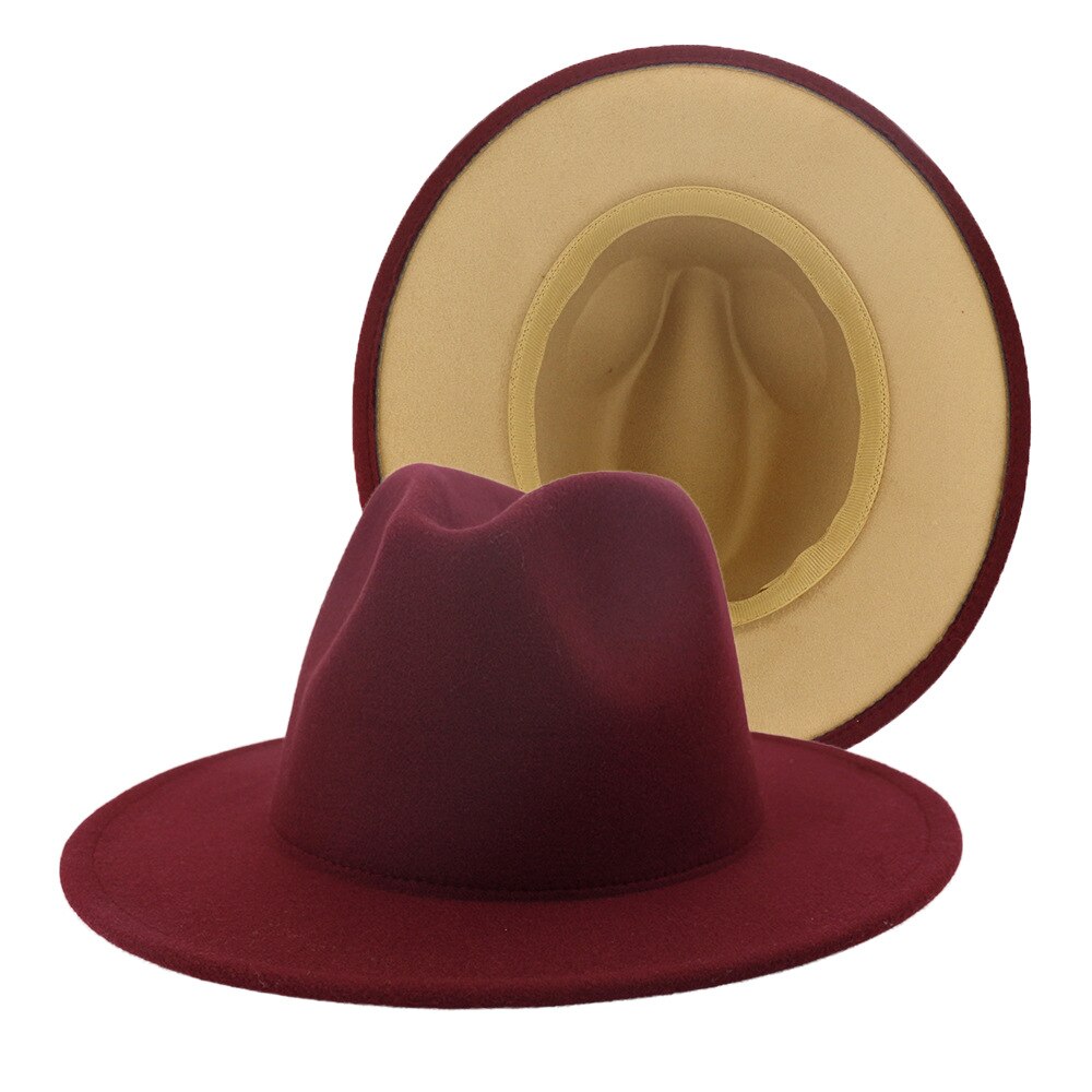 FS Camel Wine Red Patchwork Fedora Hats Women Men ... – Grandado