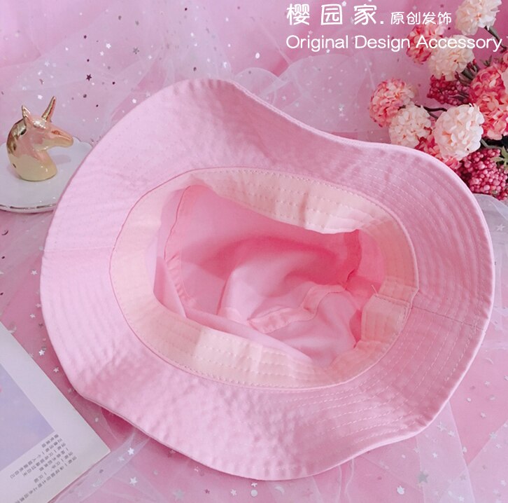 Japanse Zachte Zus Kant Trim Roze Hoed Tienermeisj... – Vicedeal