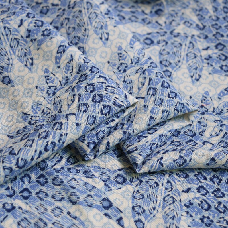 50Cm * 130Cm Blauw Blad Zijde Stof Voor Diy Naaien... – Grandado