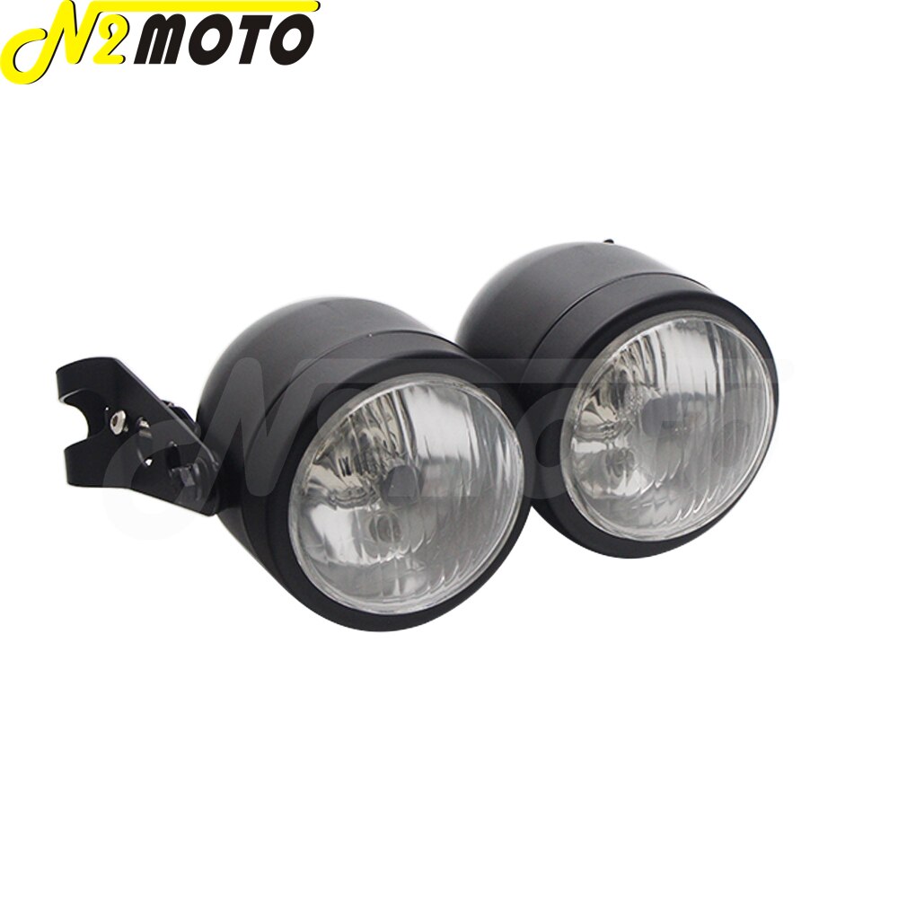 Chrome Amber Motorcycle Retro Twin Headlight Holde... – Vicedeal