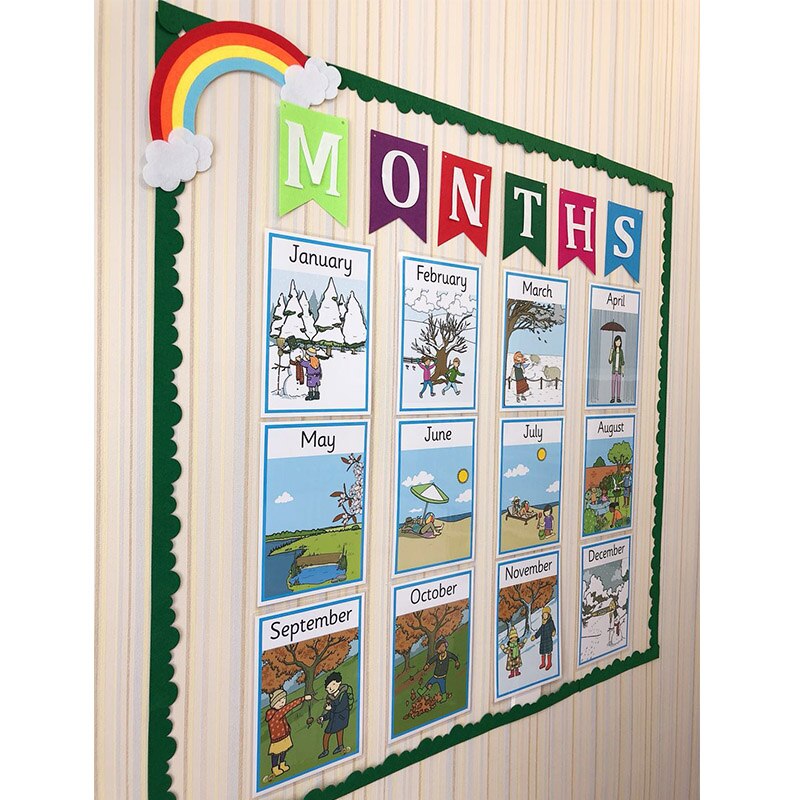 12Pcs/Set Learn English Months Year Flash Card Tea... – Grandado