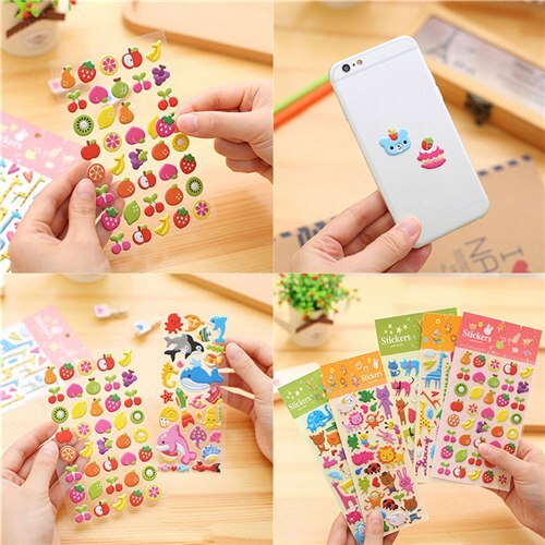 Cute 3D Puffy Bubble Stickers Fruit Cat Cake Giraf... – Vicedeal