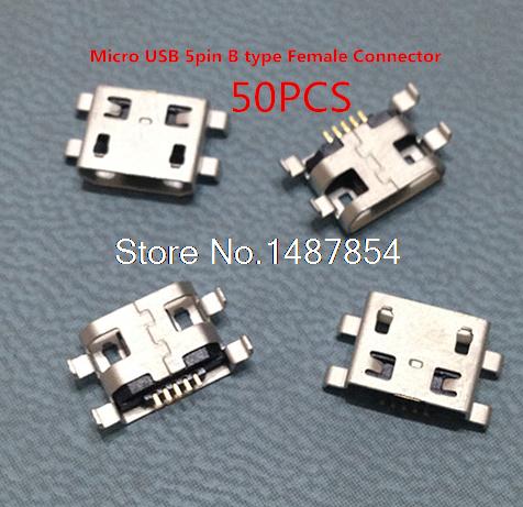 50pcs Micro USB 5pin B type Female Connector Flat ... – Vicedeal