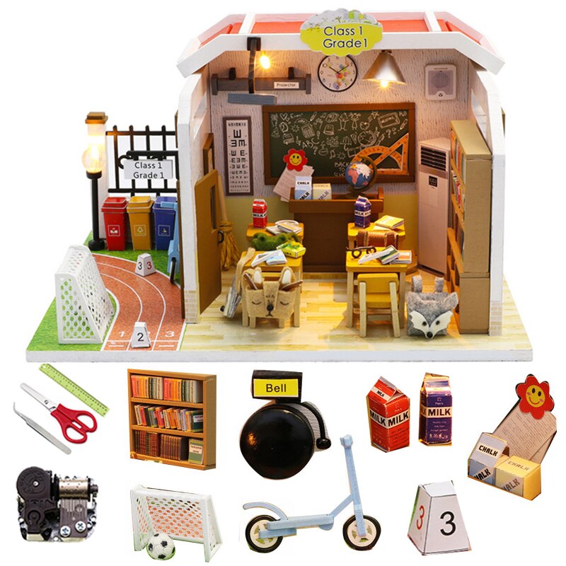 1:24 Classroom Miniature Dollhouse kit Assemble Ro... – Vicedeal
