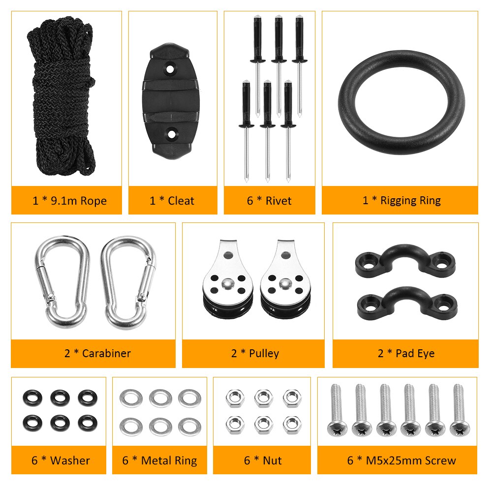 surfing Anchor Trolley Kit Rope Cleat Pulley Riggi... – Grandado