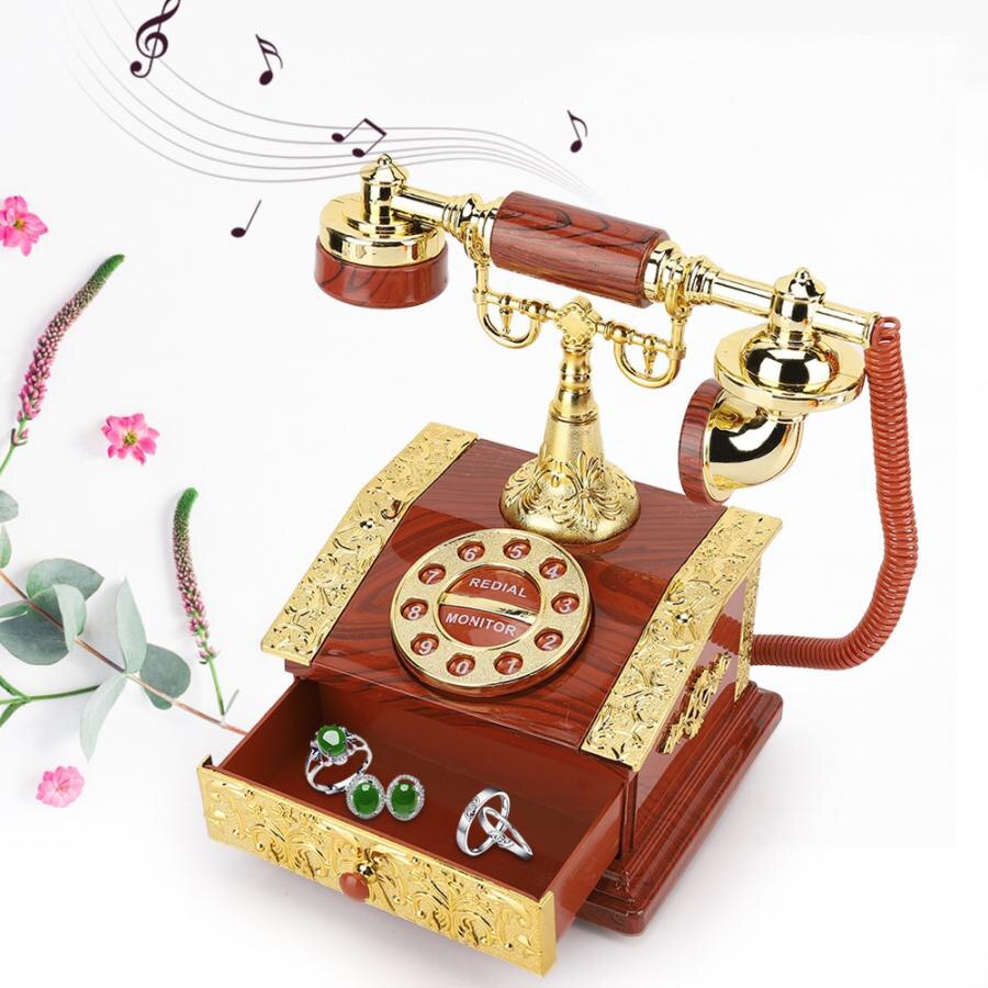 Vintage Dial Telephone Shaped Music Box Retro Dial... – Grandado