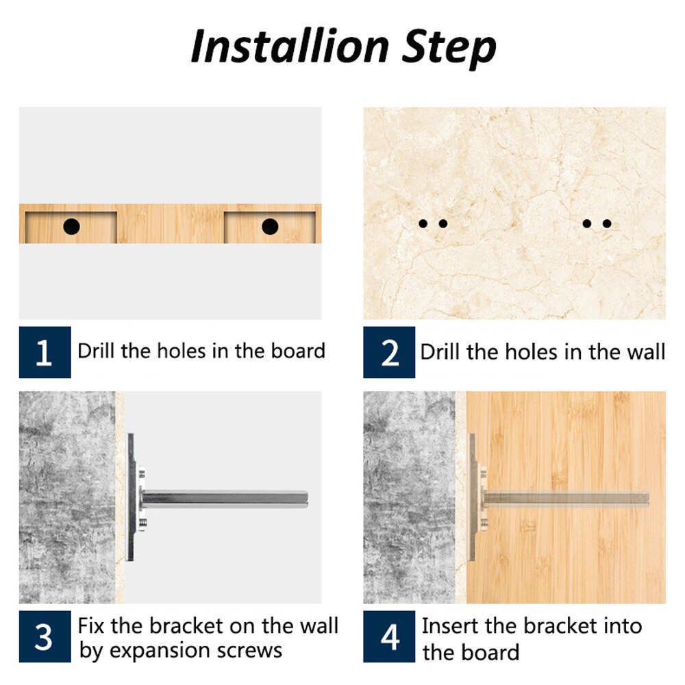 1/2/4pcs Silver Steel Floating Brackets Heavy Duty... – Grandado