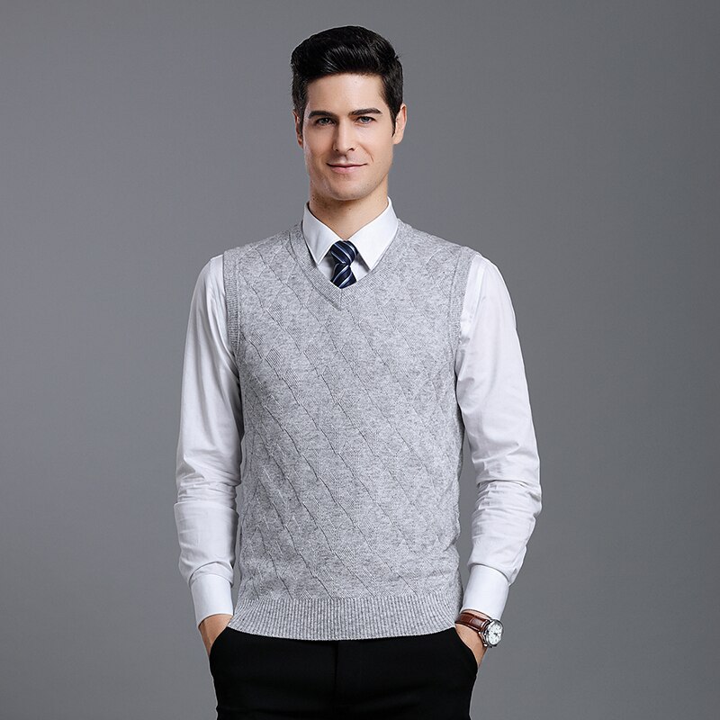 MACROSEA V-Neck Rhombus Pattern Knitwear Wool Swea... – Grandado