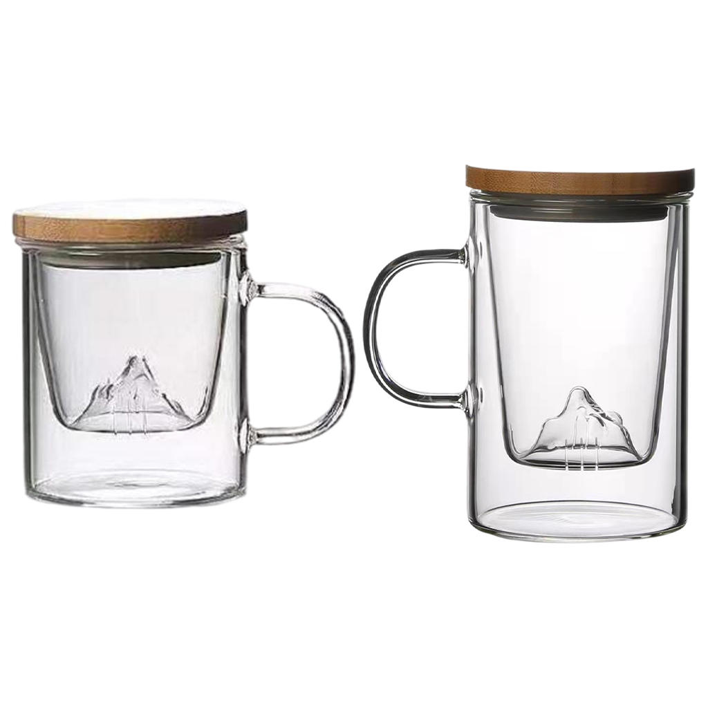Double-Layer Glass Cup with Lid with Handle 500ml/... – Grandado