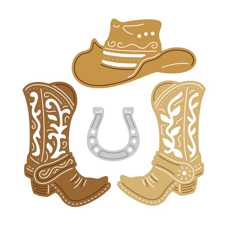 Set of Cowboy Hat Boots Metal Cutting Dies Templat... – Grandado