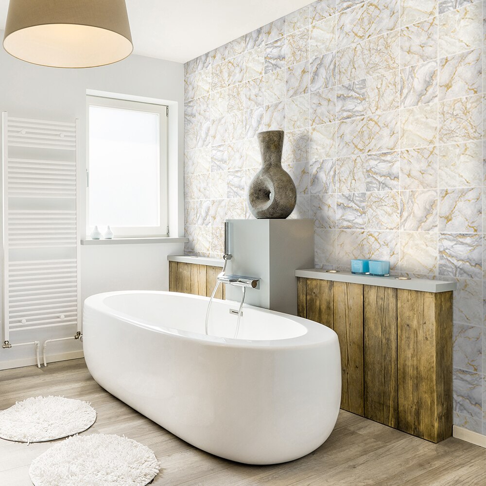 Funlife® White and Gold Marble Wall Sticker Self-A... – Grandado