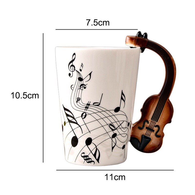 novelty Violin handle ceramic cup free spectrum co... – Grandado