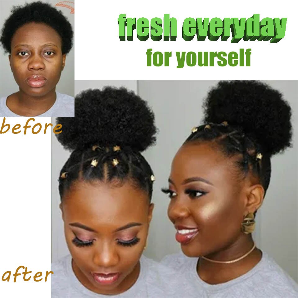 AISIBEAUTY Afro Short Kinky Curly Chignon Hair Ext... – Grandado