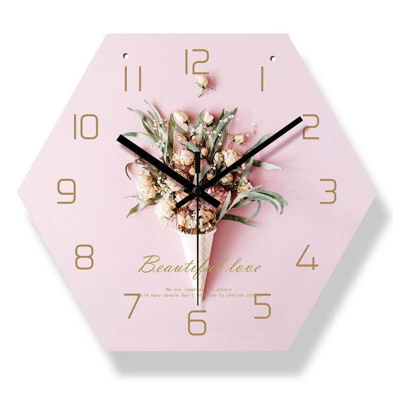 Rustic 12inch Large Pentagon Pink Non-Ticking Sile... – Vicedeal