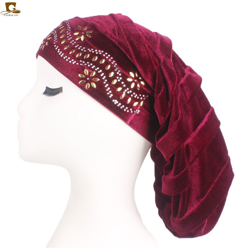 Diamante Velvet Pleated Turban Dreadlocks Sleeping... – Grandado