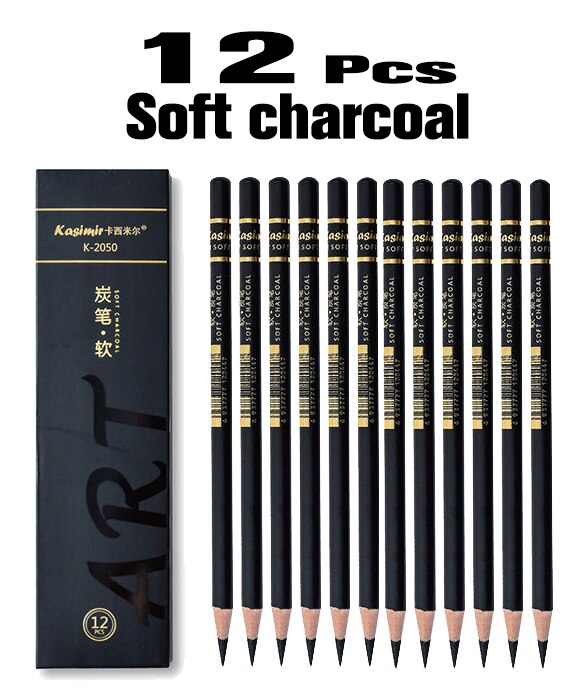 12 Pcs Charcoal Sketch Pencils Set Soft Medium Har... – Vicedeal