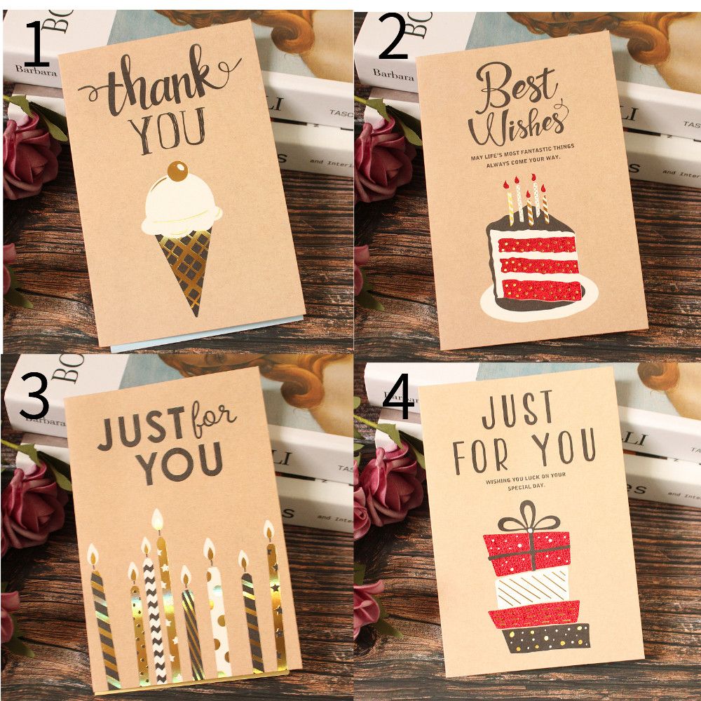 Retro Simple Kraft Paper Wishing Card Happy Birthd... – Grandado