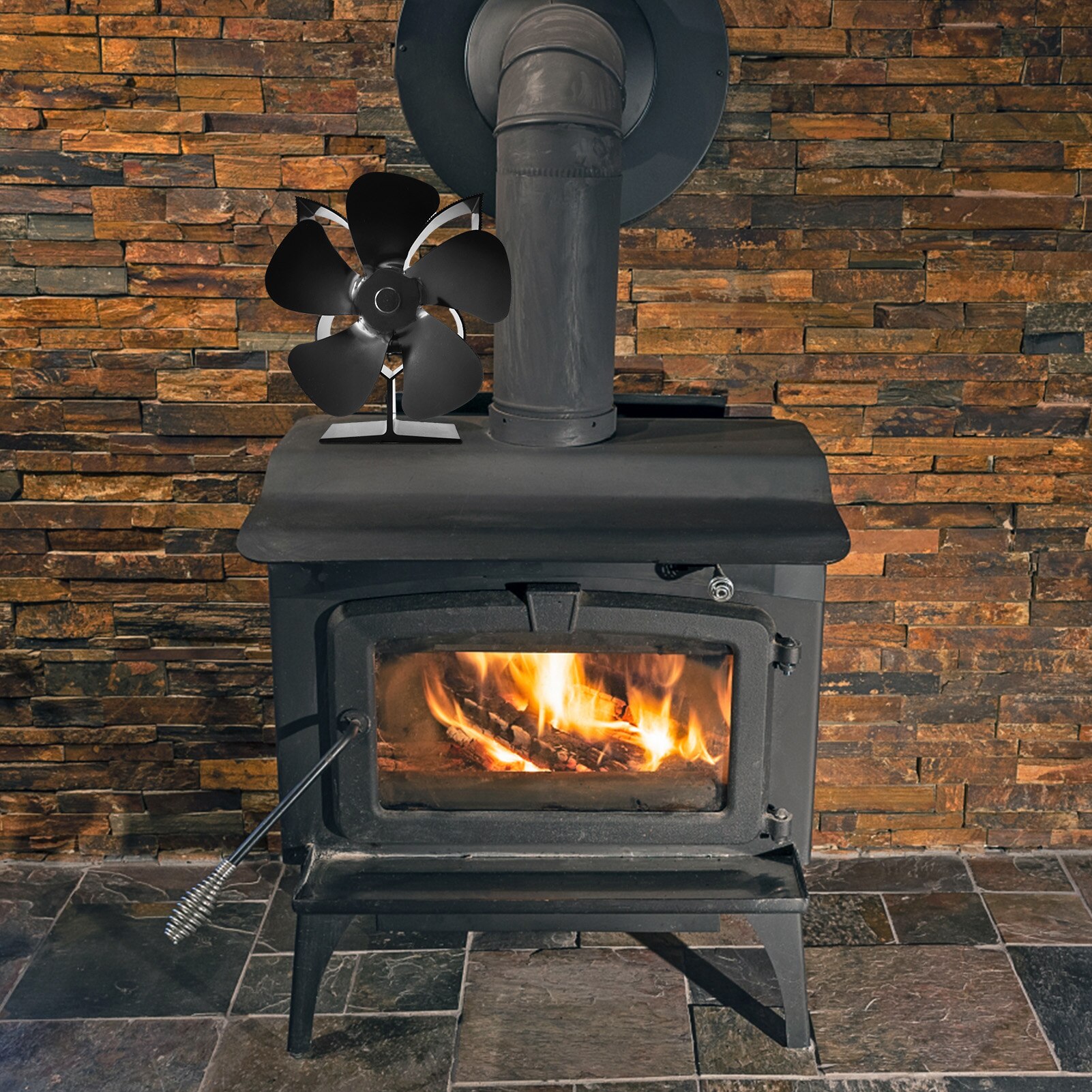5 Blades Fireplace Fan Eco Friendly Heat Powered S... – Vicedeal