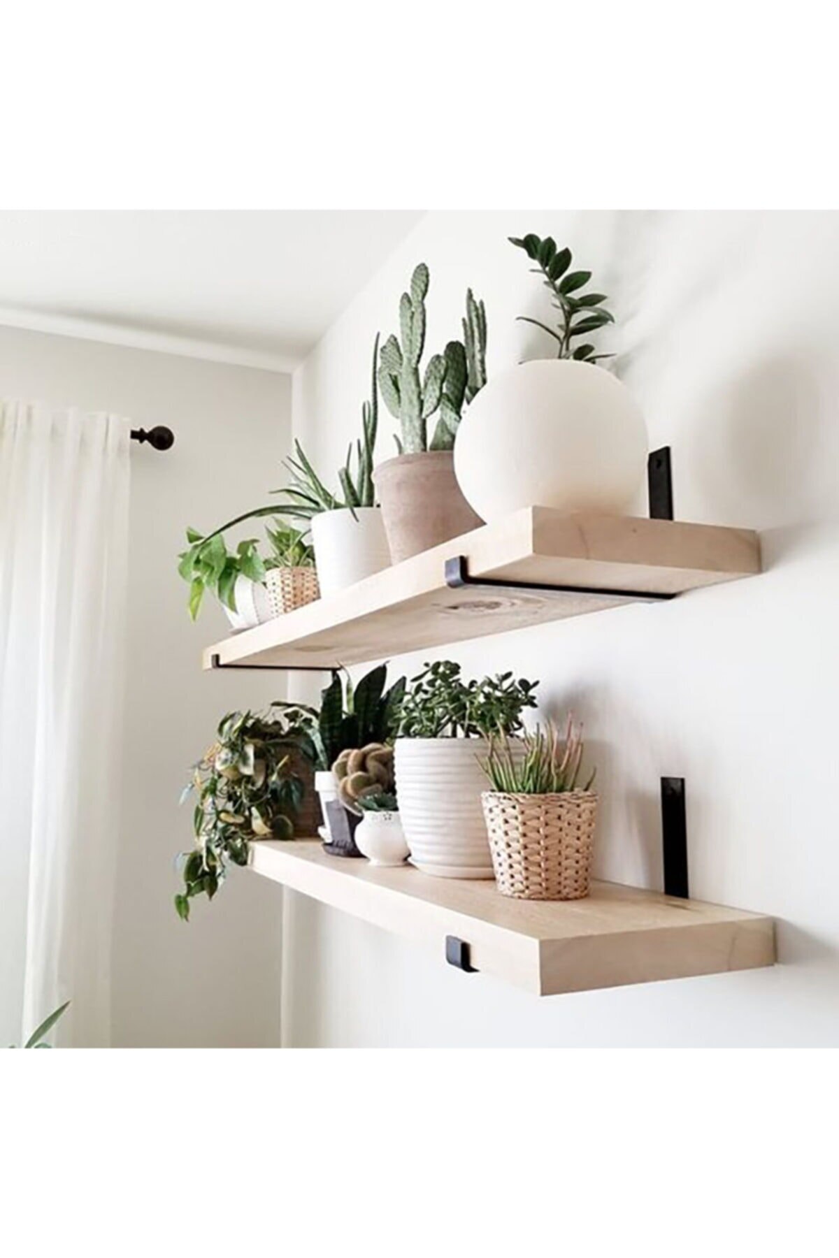 Natural Wood Iron Bracket Wall Rack Dual – Vicedeal