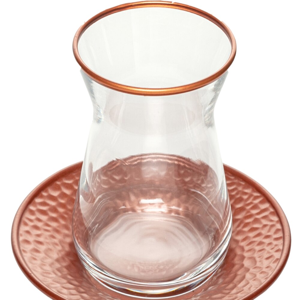 12 Piece Tea Glasses Set Copper Plate Rose Gold De... – Vicedeal