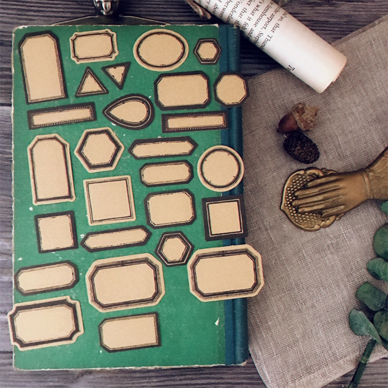 Vintage junk journal Black border kraft paper labe... – Grandado