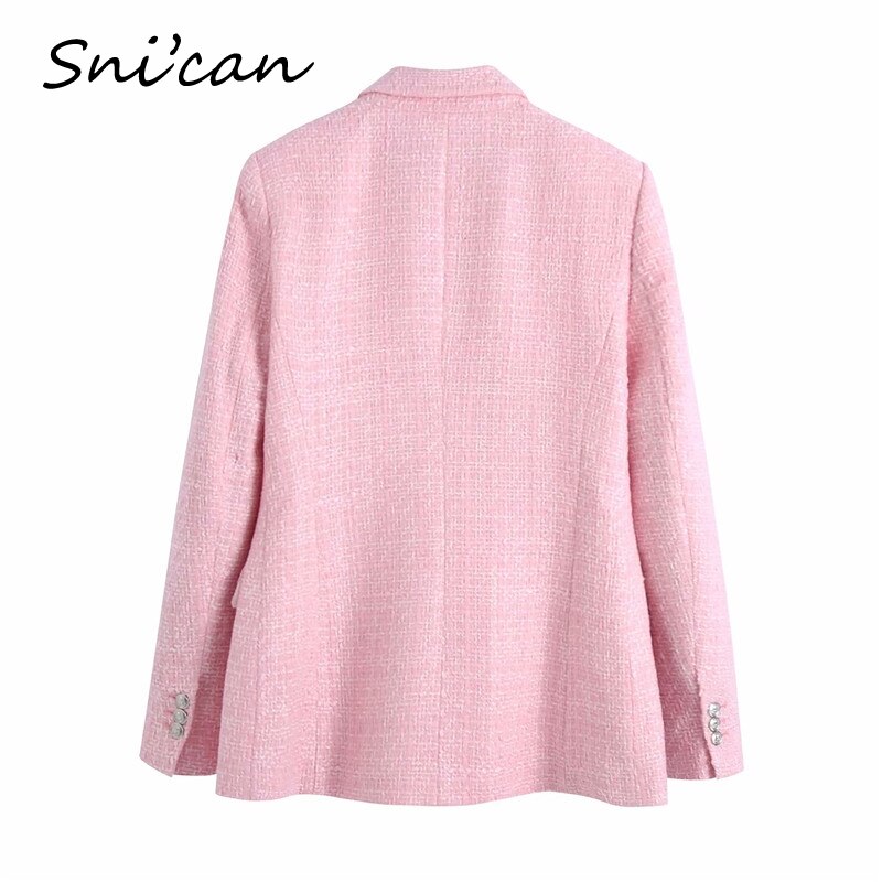 British Style Pink Tweed Jacket Coat Double Breast... – Grandado