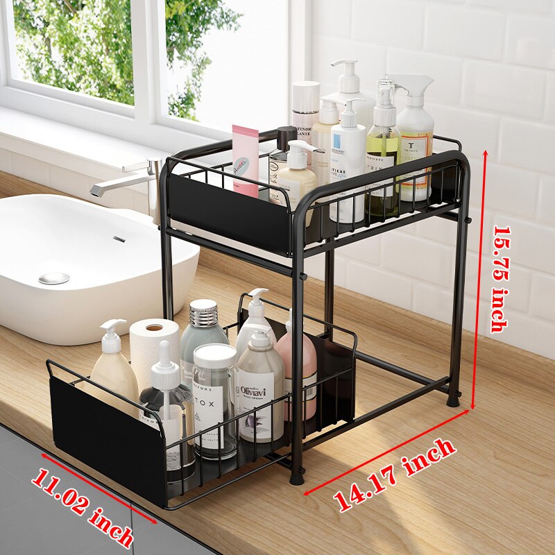 2-Tier Under Sink Cabinet Organizer with Sliding S... – Grandado