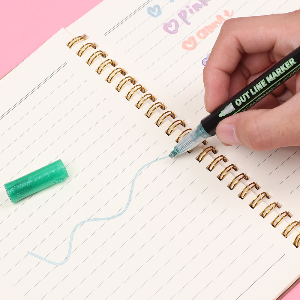1PC Double Line Outline Metallic Markers Magic Shi... – Grandado