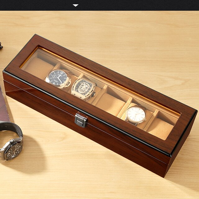 Horloge Dozen Bruin Houten 6 Grids Mechanische Hor... – Grandado