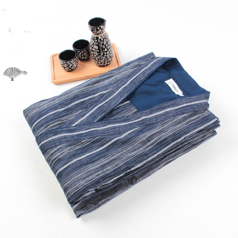 Pyjama voor mannen kimono Katoen streep Pyjama Set... – Vicedeal