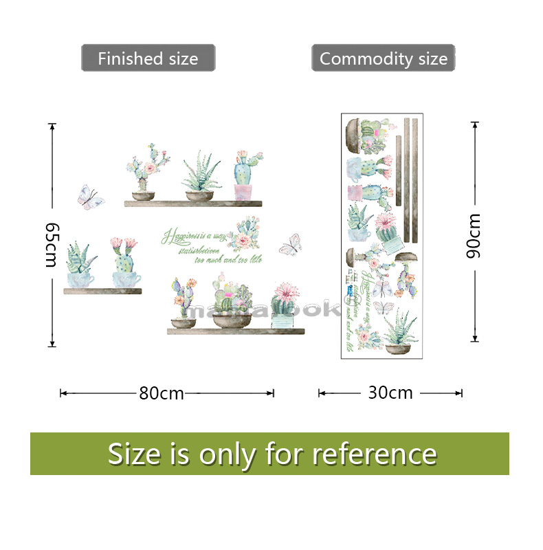 Garden potted plants cactus aloe Wall Stickers hom... – Grandado