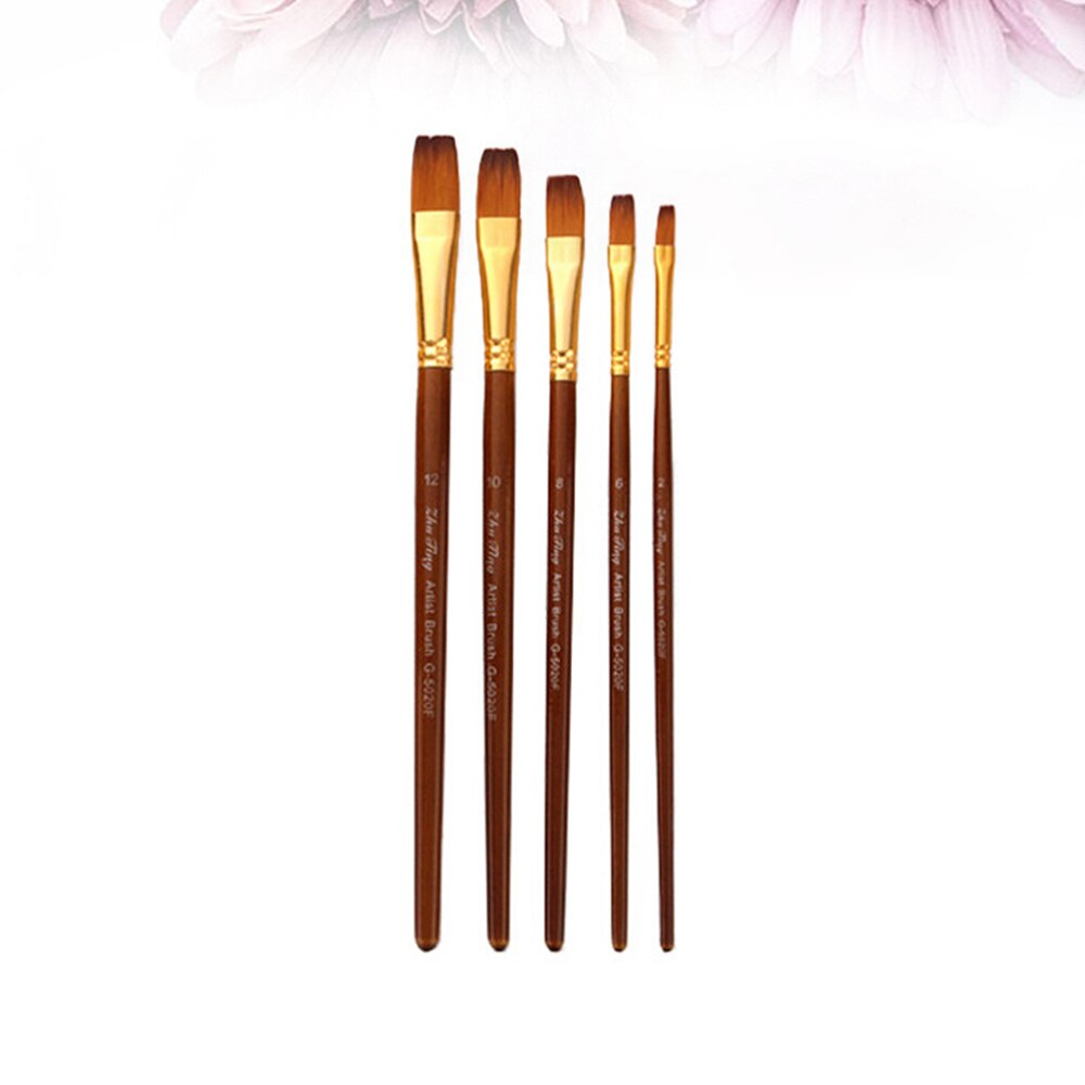 5Pcs Nylon Wool Paint Brushes Wood Handle Oil Pain... – Grandado
