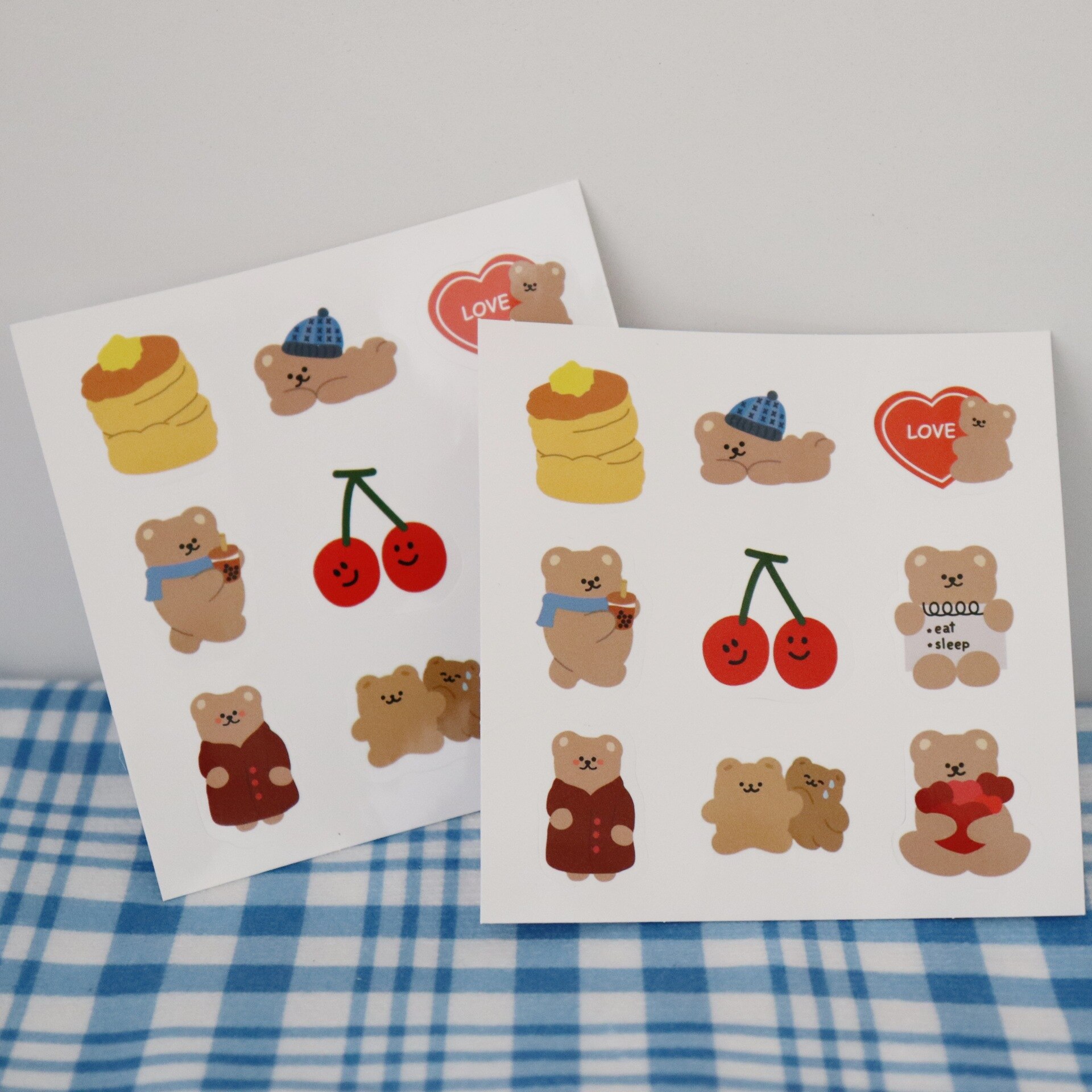 Korean cartoon cherry bear cake sticker DIY scrapb... – Grandado