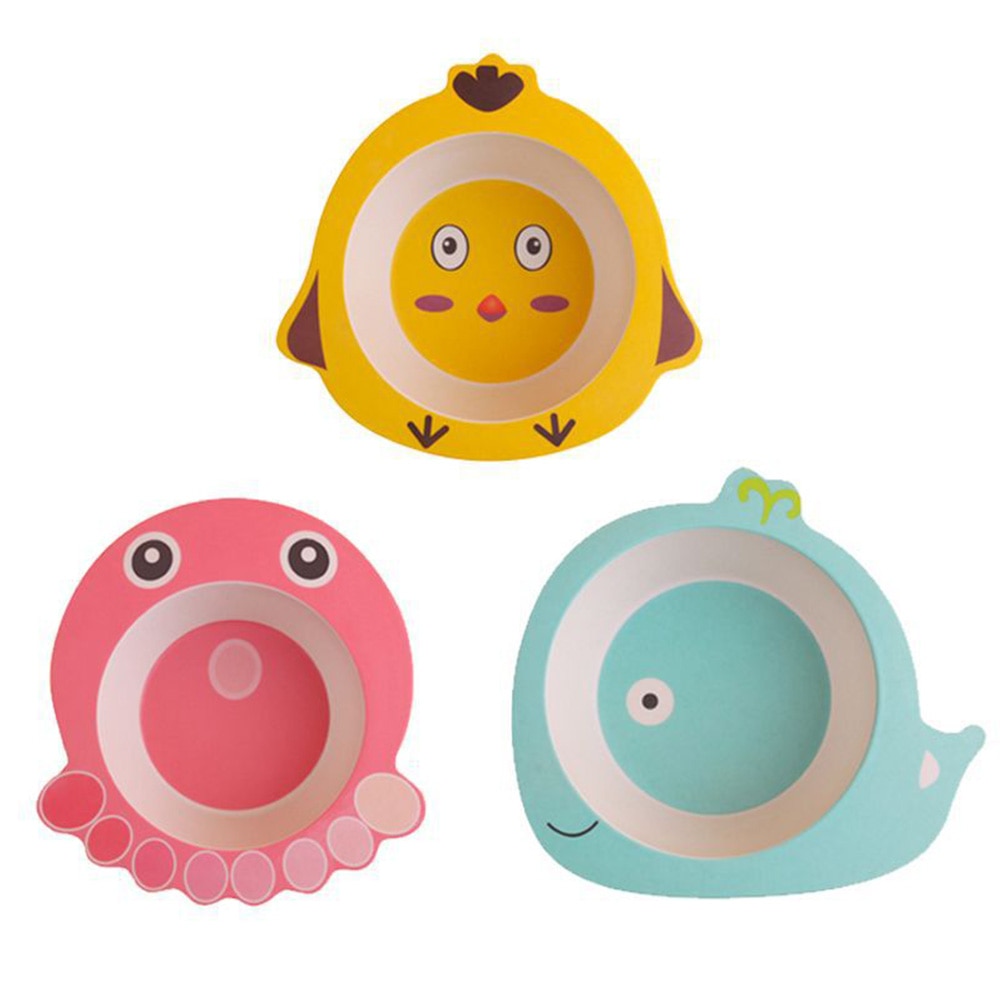 Cartoon bowl Bamboo Fiber Dish Children Animal Din... – Grandado