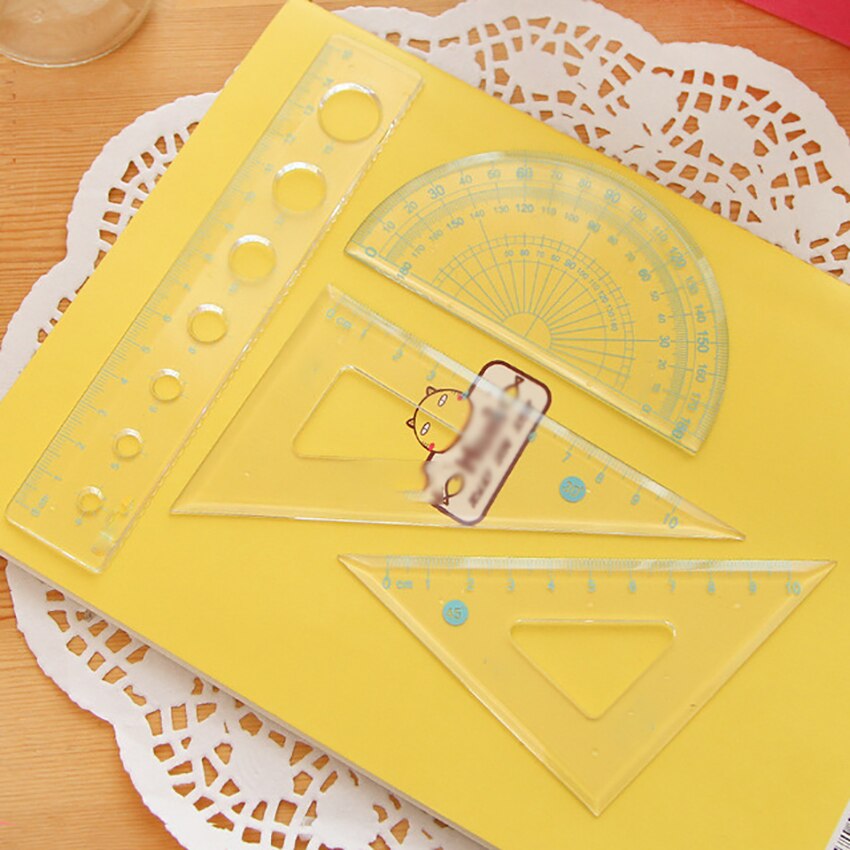 4pcs/set plastic Ruler Protractor Student Maths Ge... – Vicedeal