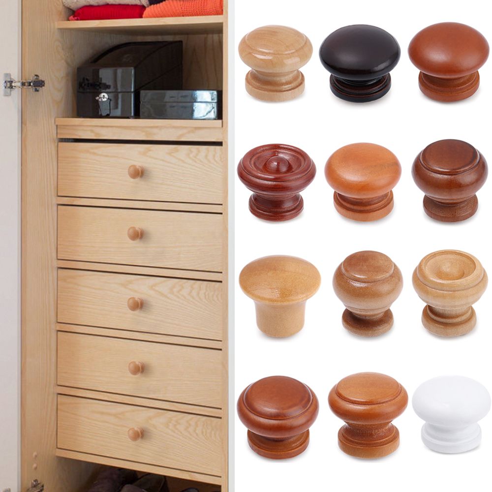 1Pc Natural Wood Kitchen Cabinet Drawer Knobs Cupb... – Grandado