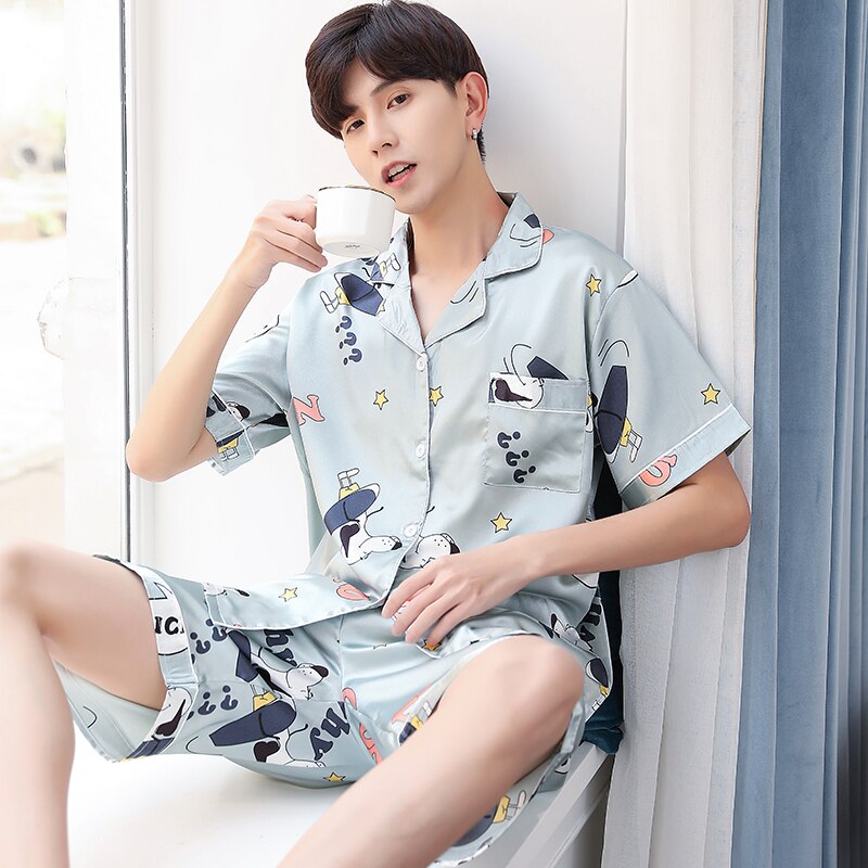 Men's Pajama Sets Soft Summer Men Sleepwear Set Sh... – Grandado