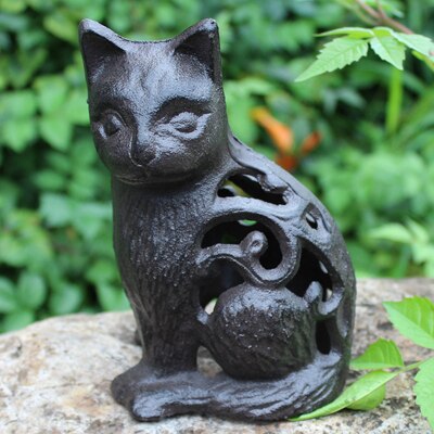Antique Black Cast Iron Hollow Cat Figurines Home ... – Vicedeal