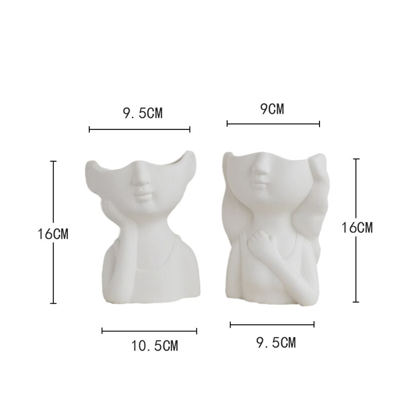 Ceramic Vase Ceramic Cartoon Girl Flower Pot Half ... – Grandado