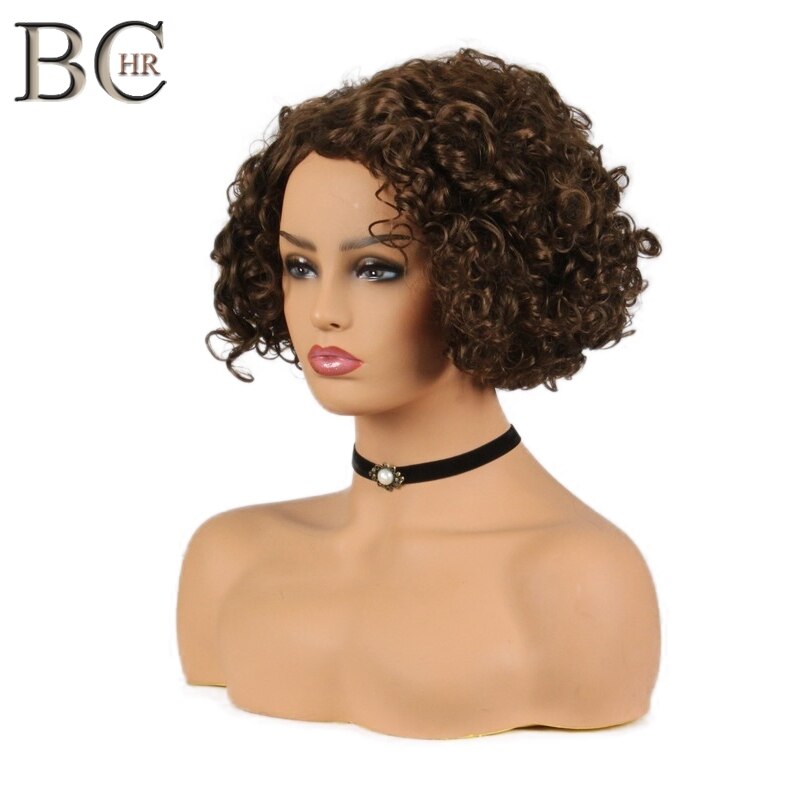 BCHR Afro Deep Curly Wig Short Bob Brown Synthetic... – Vicedeal