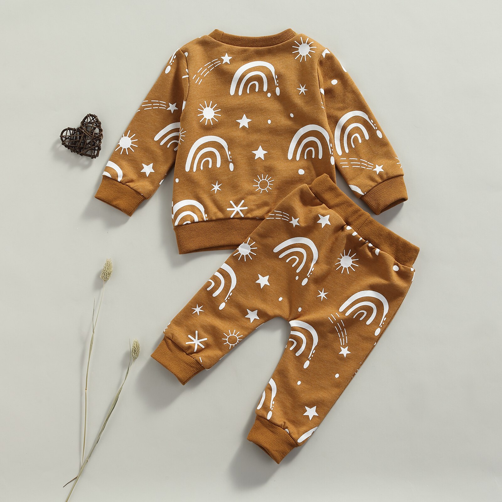 2 Stuks Kinderen Pak Set, peuter Rainbow Print Ron... – Grandado