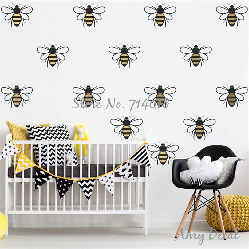 Cute Bee Wall Pattern Decals 2 Color Honey Bee Wal... – Grandado