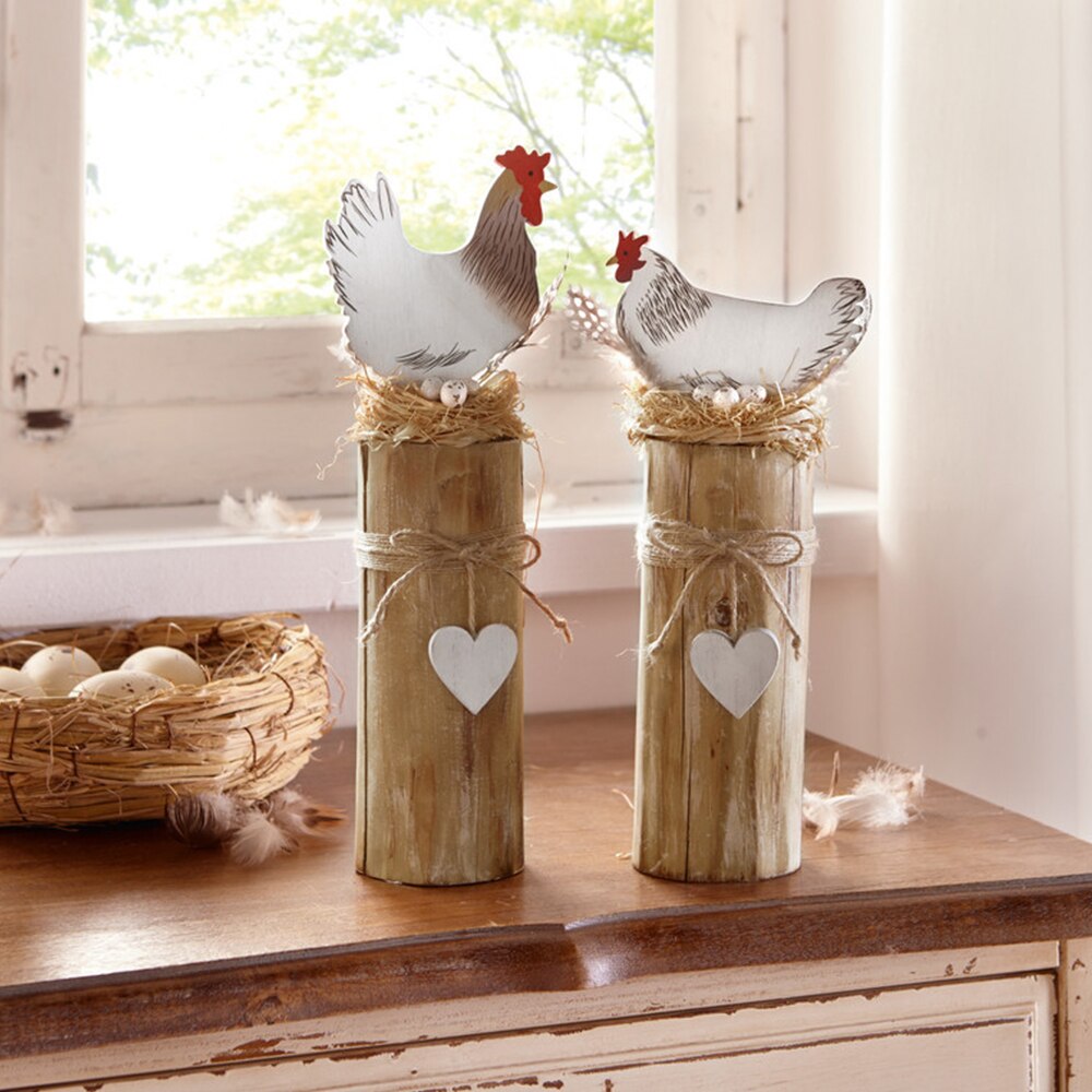 1 Paar Houten Kip Haan Vorm Standbeeld Dier Tuin S... – Grandado