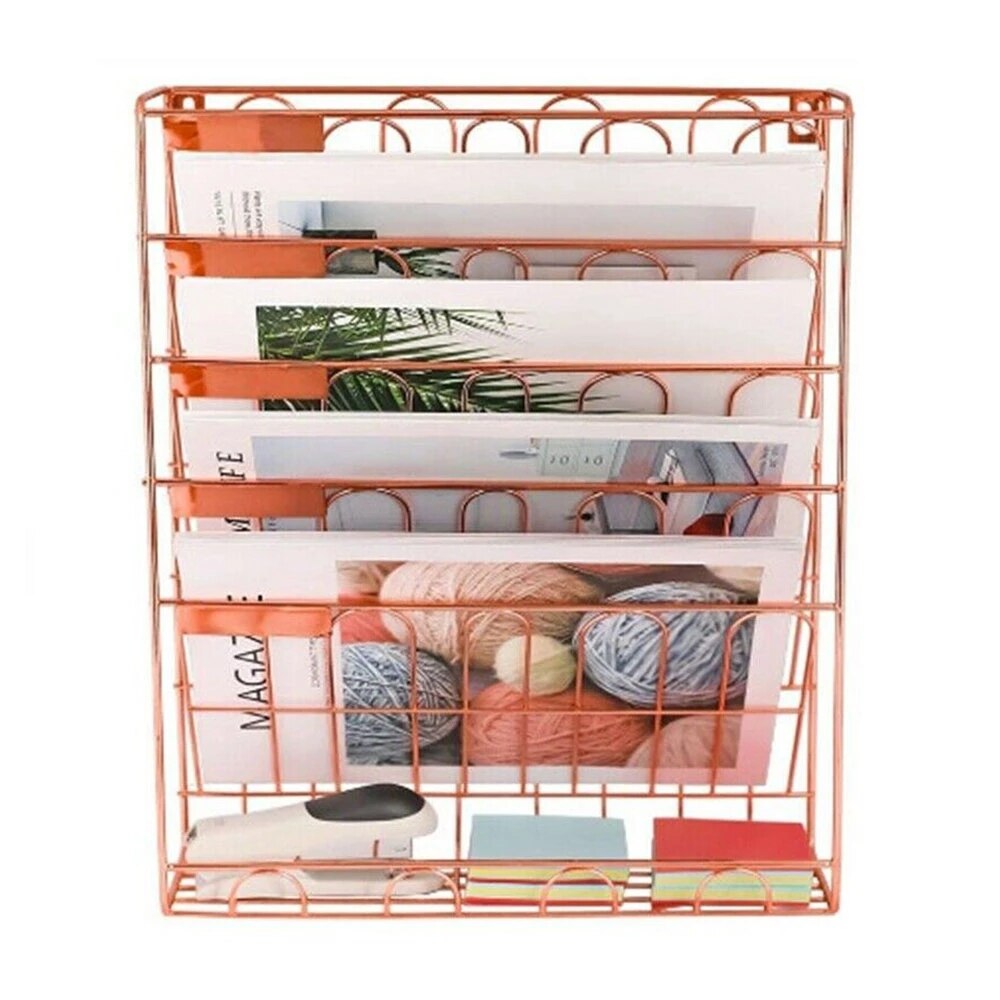 Nordic Rose Gold Wall Magazine Rack Bookshelf Hang... – Vicedeal