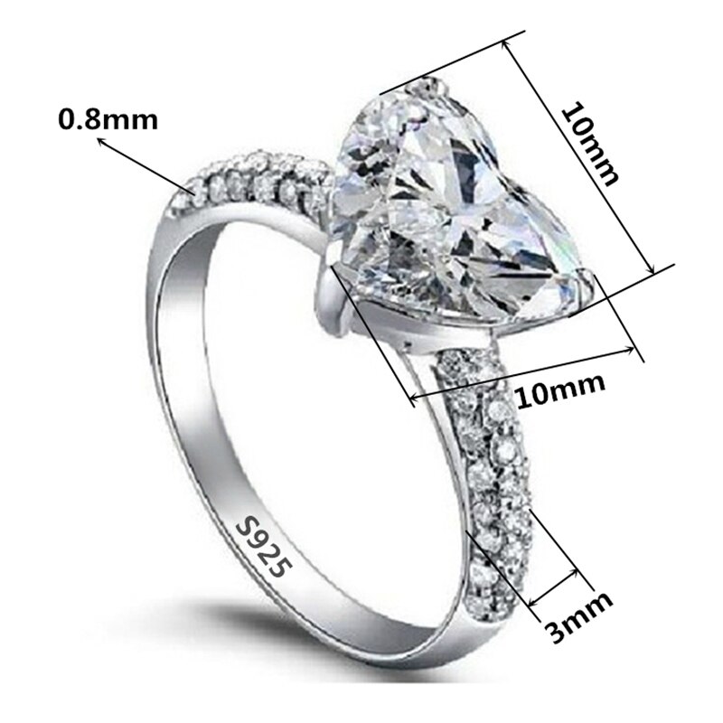 Promise Ring Jewelry Shaped Heart Zirconia Wedding... – Vicedeal