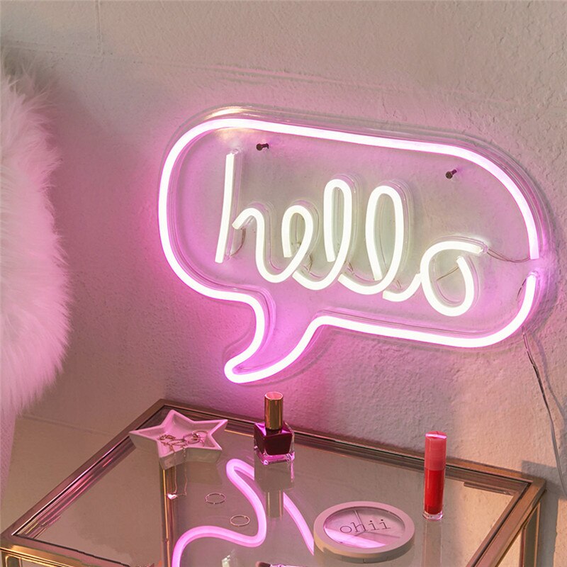 Neon Light Sign Hello Vorm Transparant Acryl Neon ... – Grandado