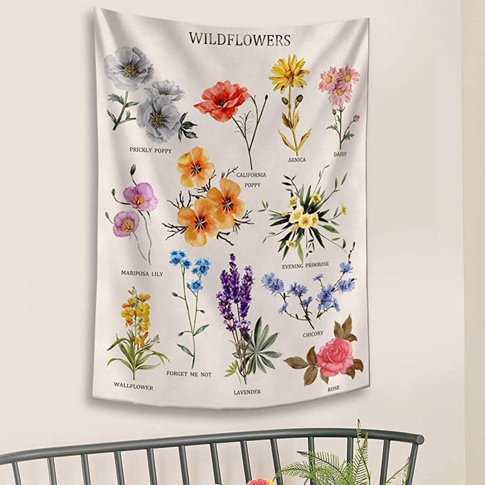 Botanical Wildflower Tapestry Wall Hanging Flower ... – Vicedeal