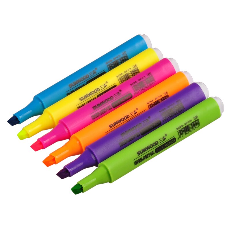 6 STKS SUNWOOD 6 Kleuren Markeerstift Set Markeers... – Vicedeal
