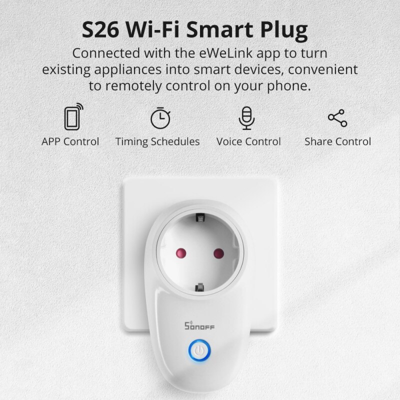 Sonoff smart plug s26 r2 16a wifi trådløs timing-... – Grandado