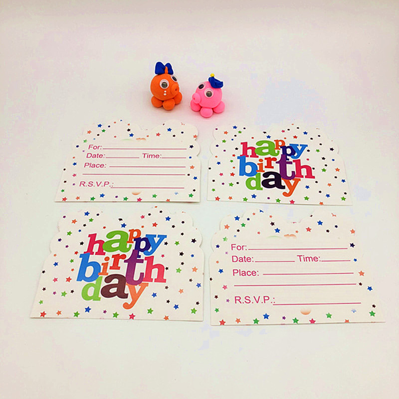 10Pcs White Star Thema Cartoon Rosa Party Einladun... – Vicedeal